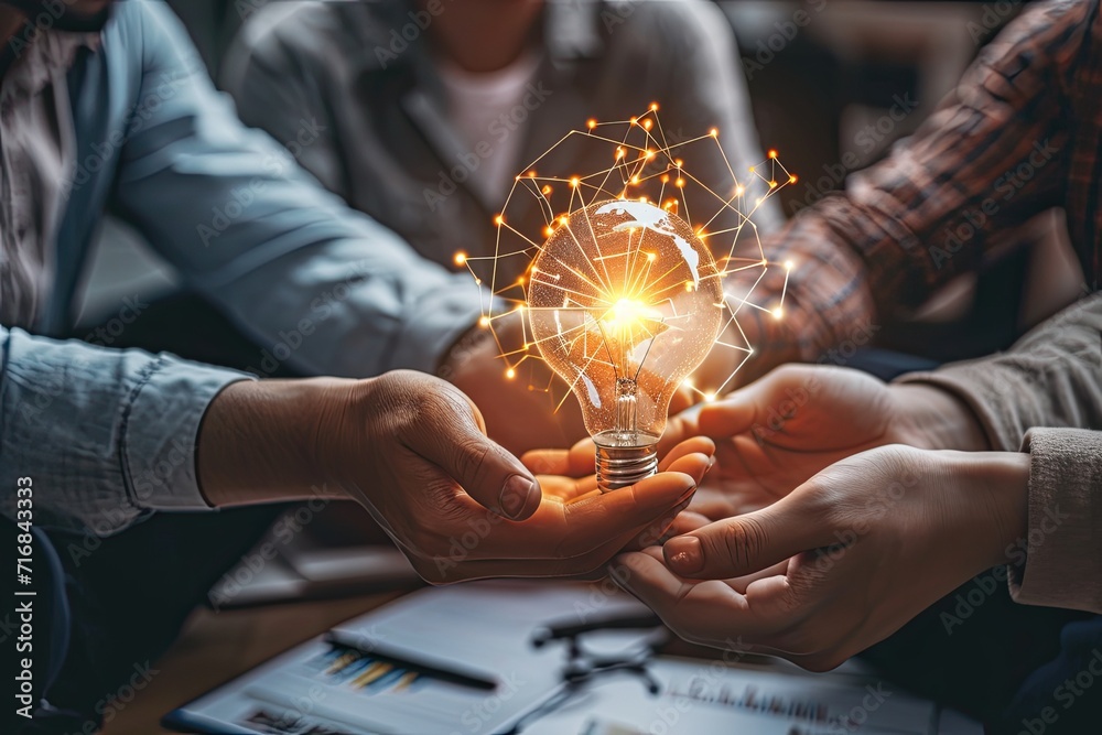 Creative business team brainstorming and ideating for innovative ...