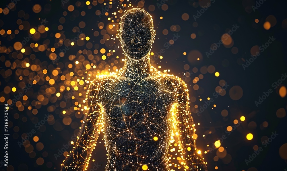 Healthcare, human body hologram with full body scan, bones, organs ...