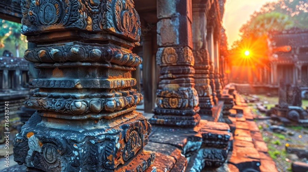 the sun is setting over the ruins of the ancient city of ang ang, ang ...