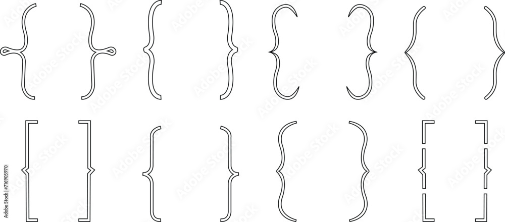 braces or curly brackets icon set, Black bracket . vector of Text ...
