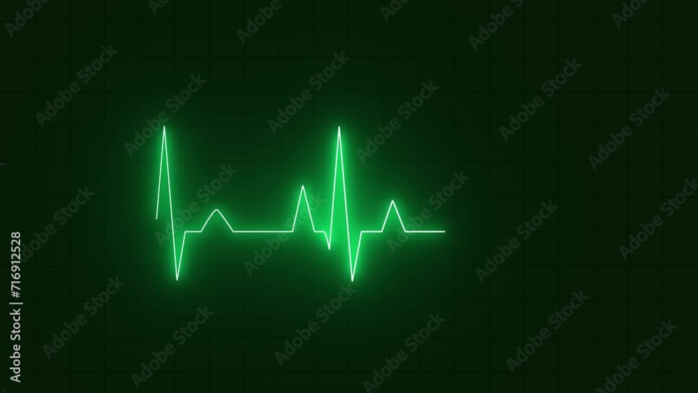 Glowing heart rate and pulse animation. Heartbeat cardiogram animation ...