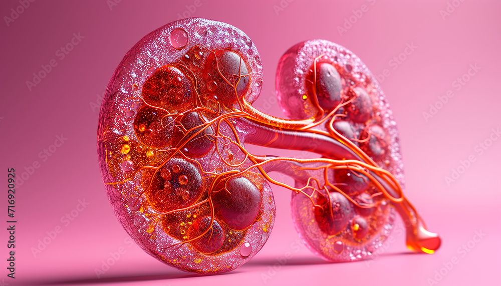 3d low poly geometric model of Kidney, pink background. World kidney ...