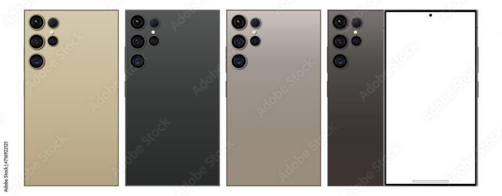 Set of Realistic model Samsung S24 ultra in four different colors ...
