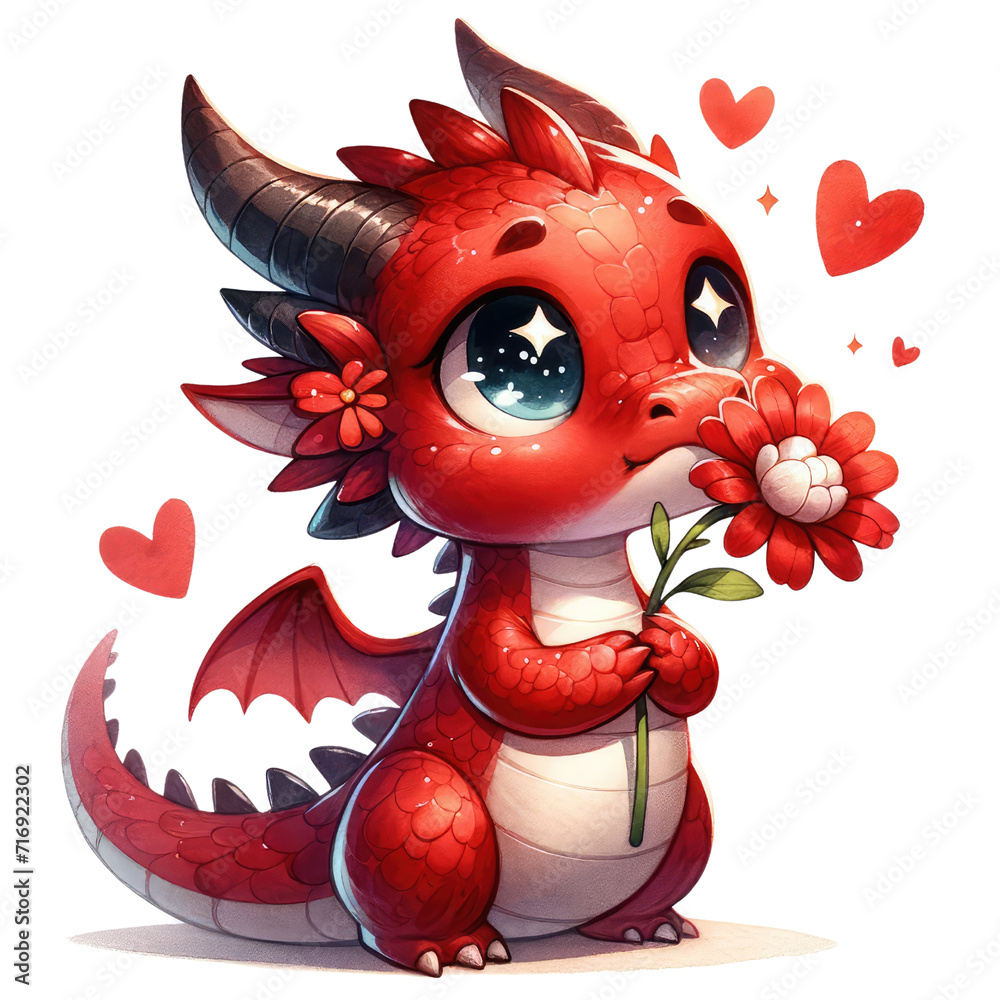 Cute Dragon Valentine | Adorable Fantasy Illustration for Valentine's ...