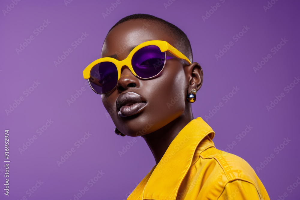 Beautiful black African woman fashion model with buzz cut hairstyle ...