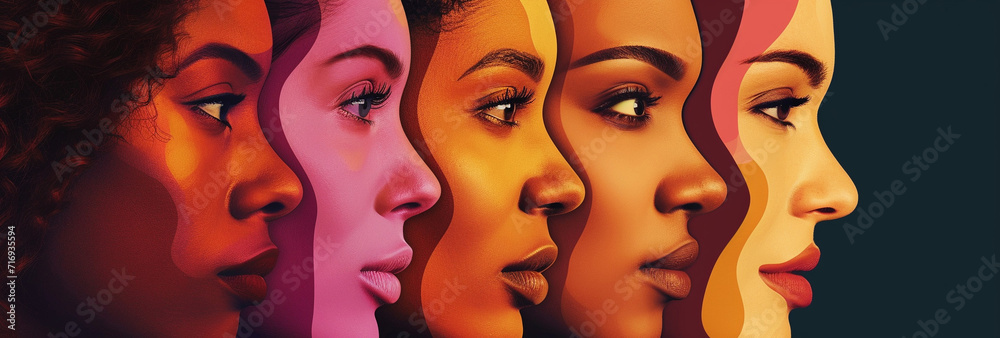 Digital art illustration featuring a side-by-side profile view of ...