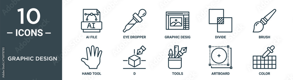 graphic design outline icon set includes thin line ai file, eye dropper ...