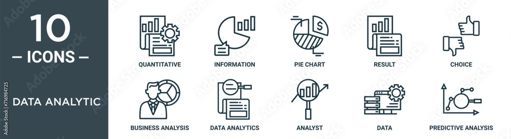 Vecteur Stock data analytic outline icon set includes thin line ...