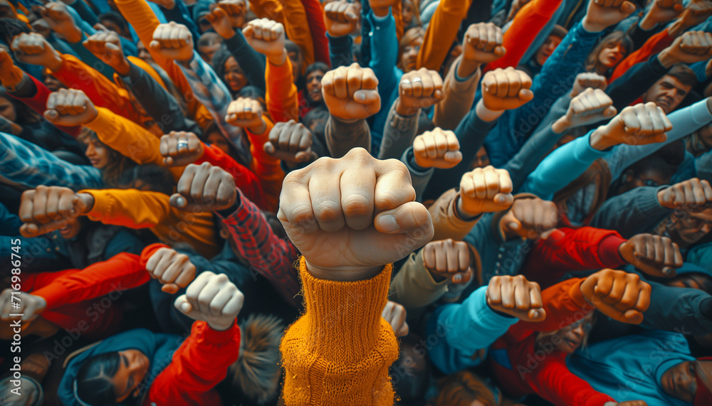 Close up people raising their hand against racisms. Racial ...