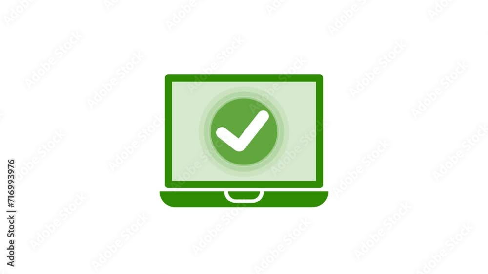 Animation of check mark icon. check mark on the laptop display .tick ...