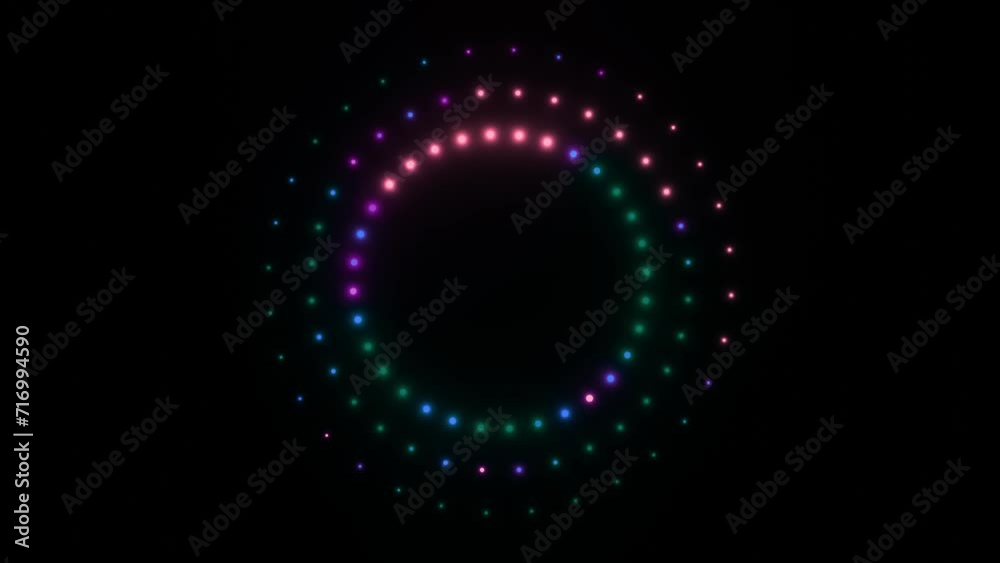Looped circle animation against black background with a place for text ...