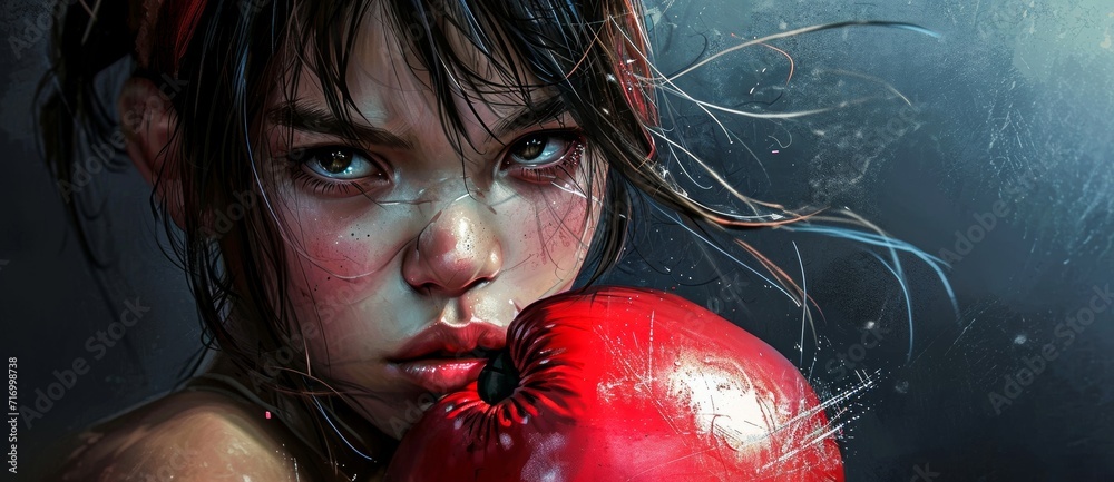 A fiery woman with fierce determination stares down her opponent ...