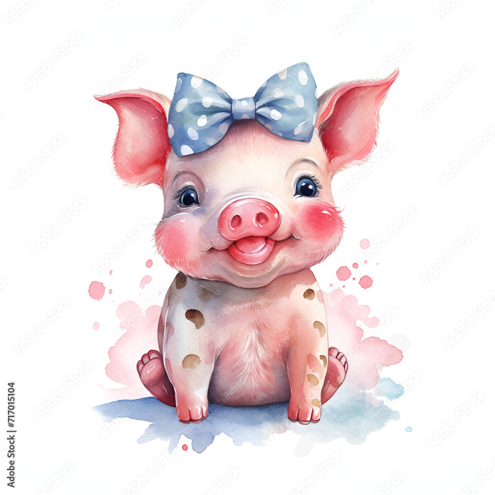 Beautiful Pig Watercolor Clipart, Cute Design for Your Project, Ai ...