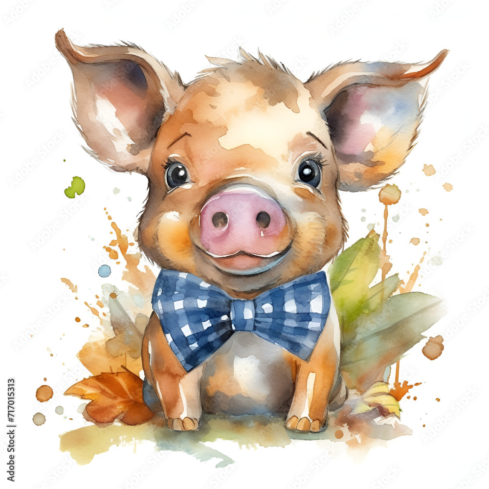 Beautiful Pig Watercolor Clipart, Cute Design for Your Project, Ai ...