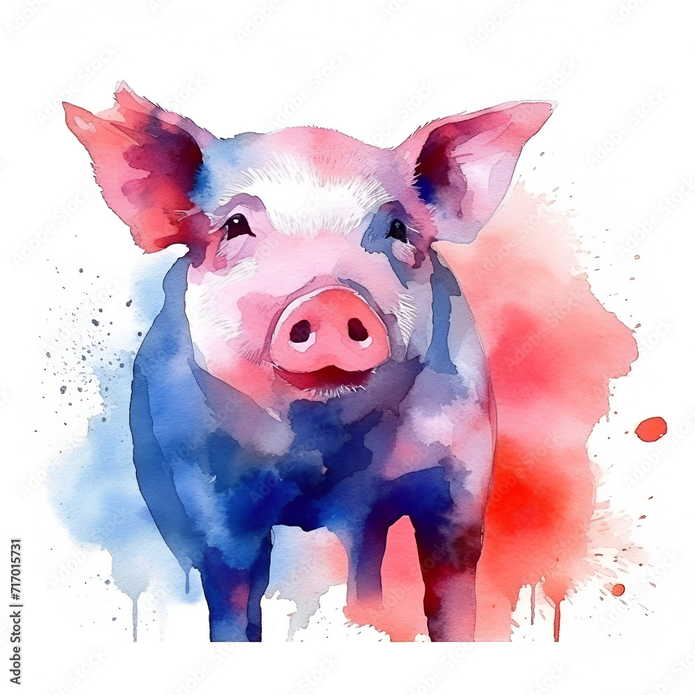 Beautiful Pig Watercolor Clipart, Cute Design for Your Project, Ai ...