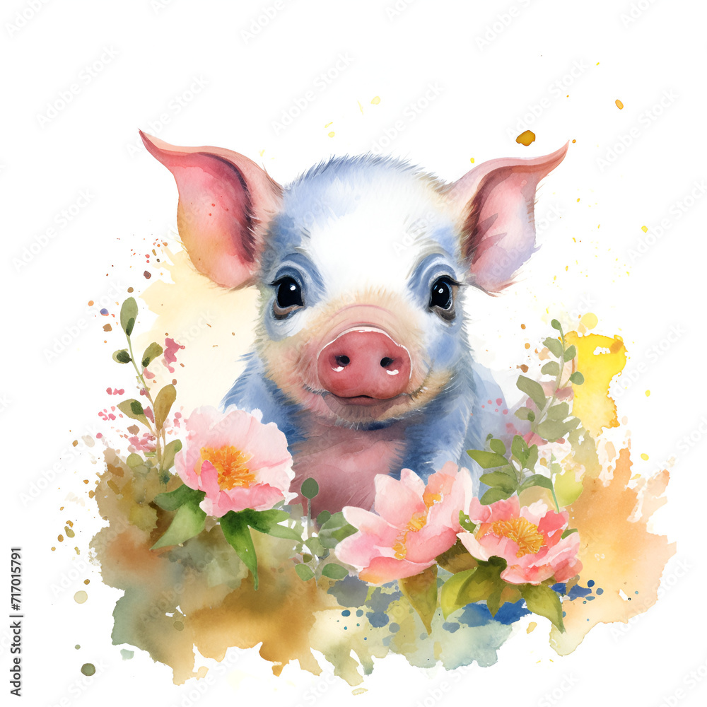 Beautiful Pig Watercolor Clipart, Cute Design for Your Project, Ai ...