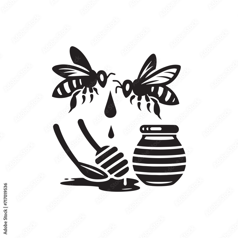 Dance of Pollen: Honey Bee Silhouette Set Depicting the Exquisite ...