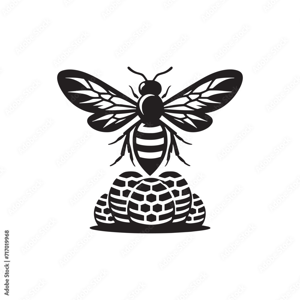 Wings of Wonder: Honey Bee Silhouette Set Portraying the Enchanting ...