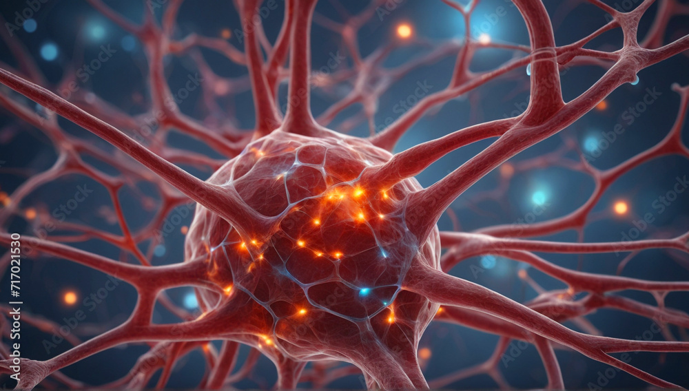 Neurons with synapse like structures depicting brain chemistry, neuron ...