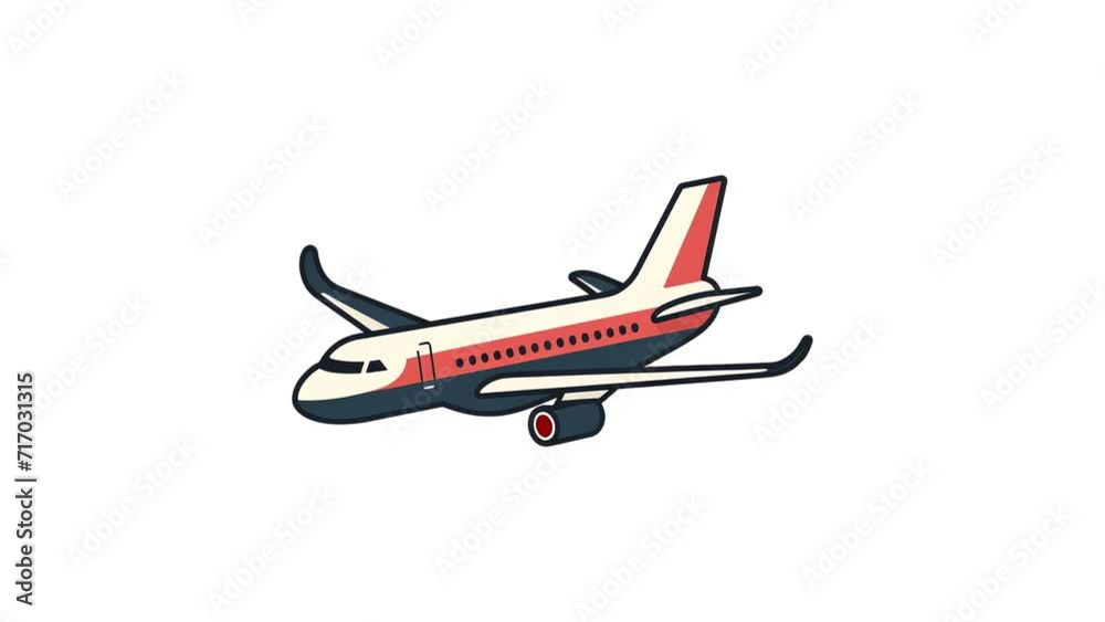 Illustration of an airplane flying in a rocking flight. White ...