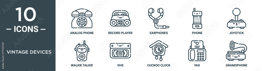 vintage devices outline icon set includes thin line analog phone ...