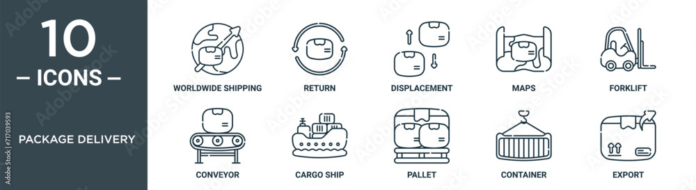 package delivery outline icon set includes thin line worldwide shipping ...
