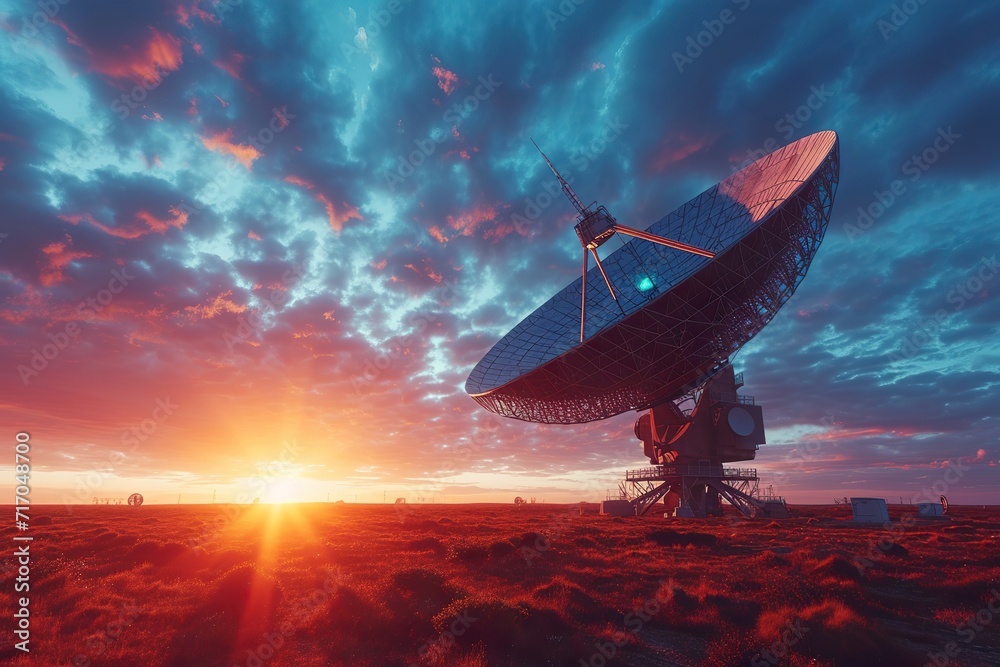 Time lapse 3D animation of a giant satellite dish antenna moving to ...