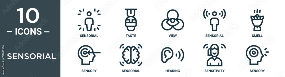 sensorial outline icon set includes thin line sensorial, taste, view ...