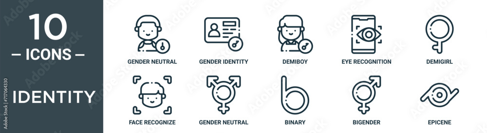 identity outline icon set includes thin line gender neutral, gender ...