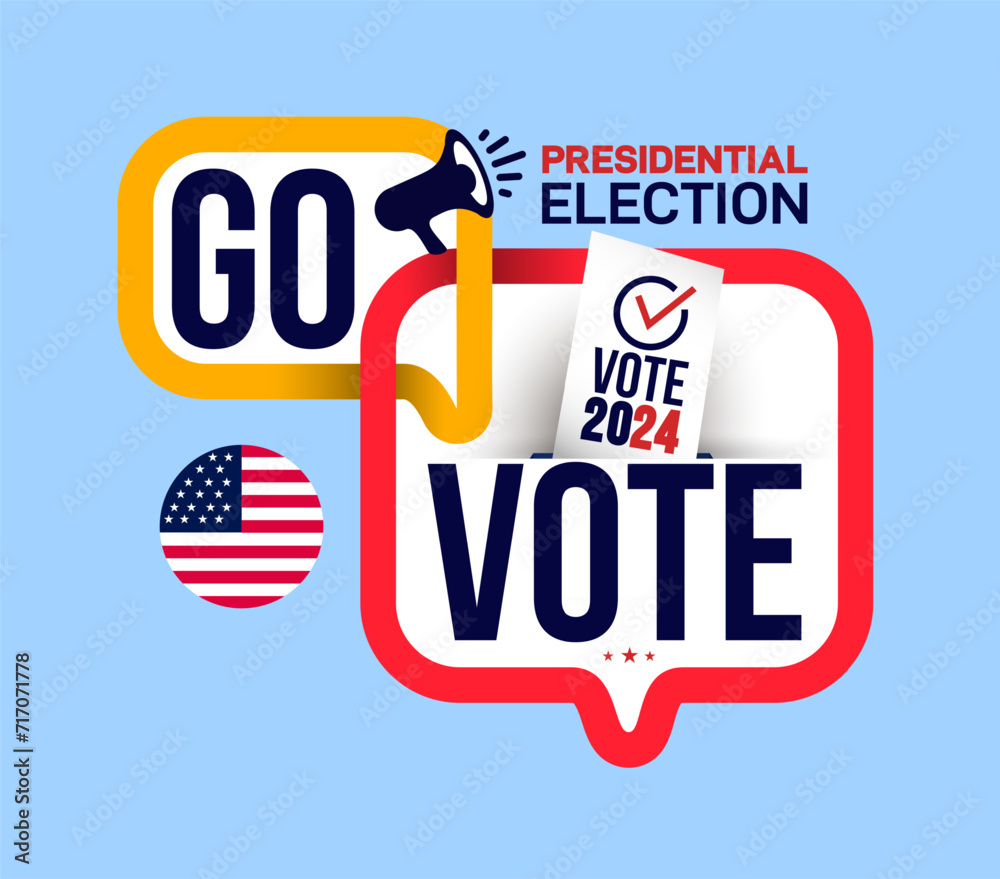 Presidential election 2024 template with USA flag. Election voting ...