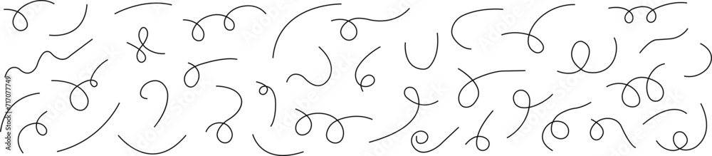 Hand drawn linear vector collection. Curved line icon set isolated on ...