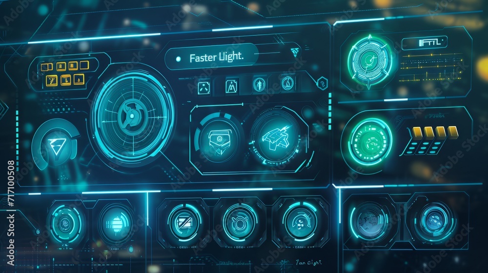 Futuristic HUD interface on dark background. A sleek user interface ...