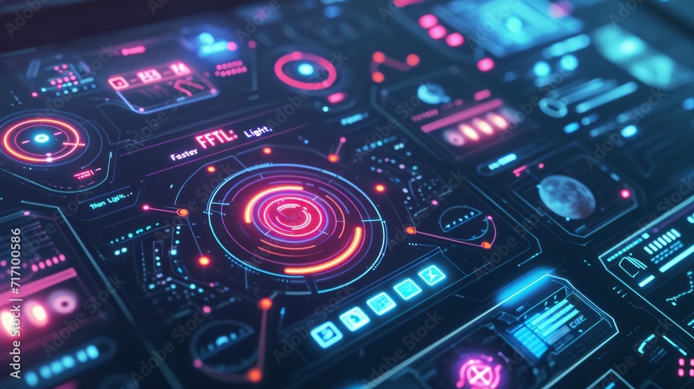 Futuristic HUD interface on dark background. A sleek user interface ...