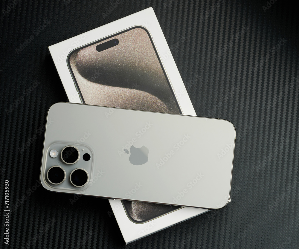 Apple Iphone 15 pro max lay on top of box Stock Photo | Adobe Stock