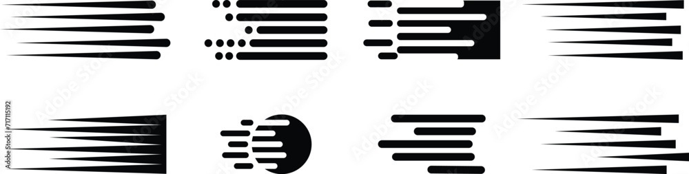 Comic speed motion lines icon set black linear vector collection ...