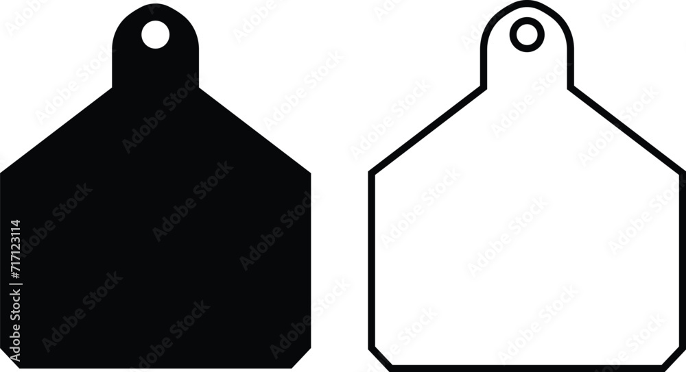 Cow Tag icon set. Ear tag sign beefs symbol or logo flat or line vector ...