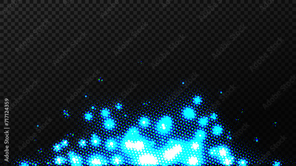 Halftone Blue Sparks on Dark Background, PNG Ready, Vector Illustration ...