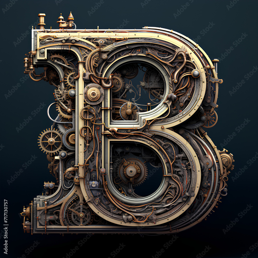 Intricate Fusion: The Letter 'B' Enhanced with Harmoniously Integrated ...