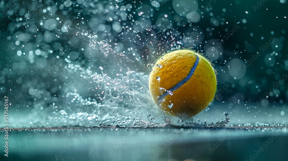 High-speed capture of a tennis ball in mid-air after a powerful serve ...