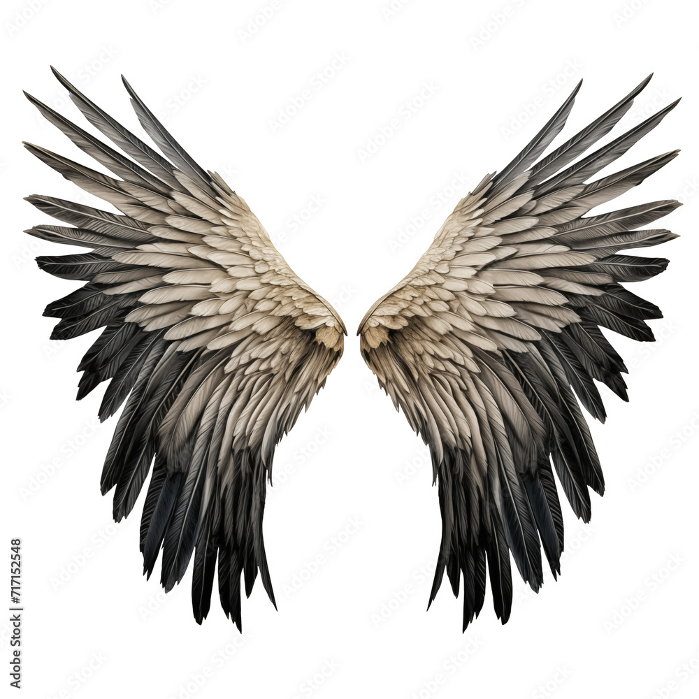 black wings isolated on transparent background. Black wing overlay for ...