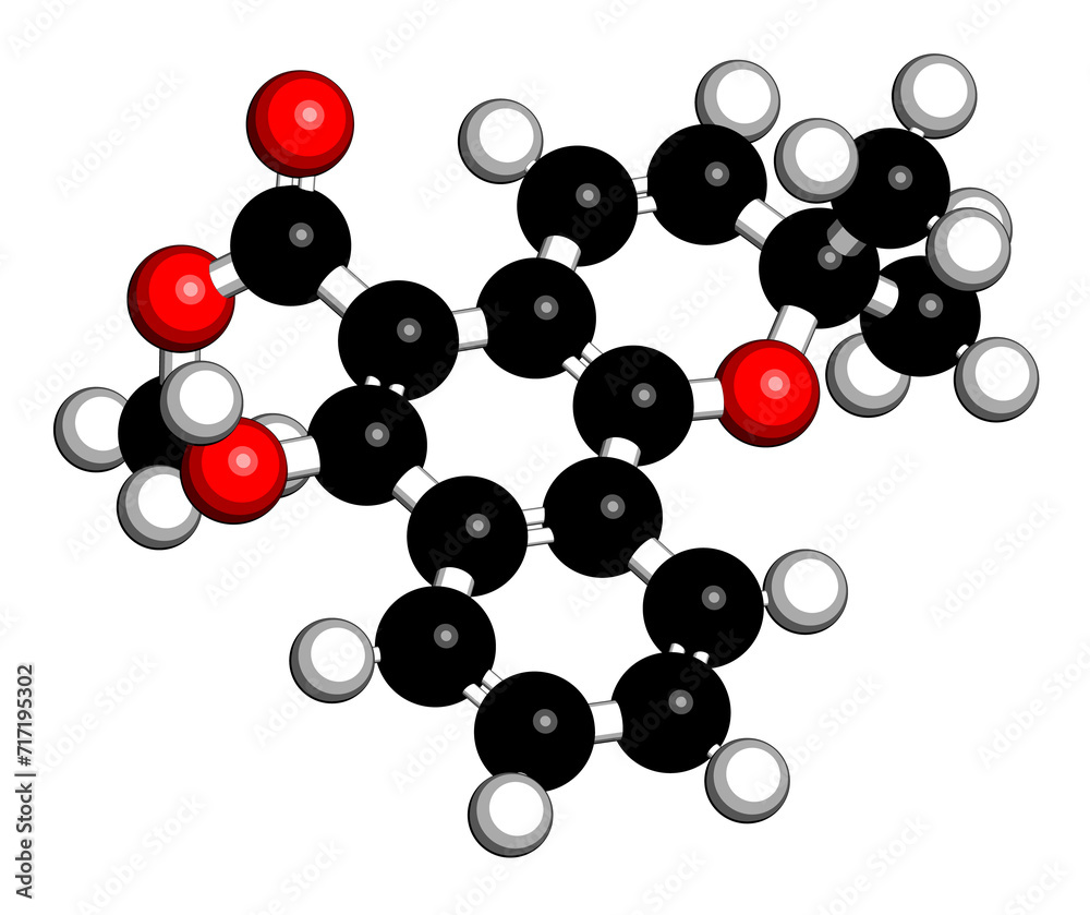 Mollugin molecule. Found in Rubia cordifolia (Indian madder). 3D ...