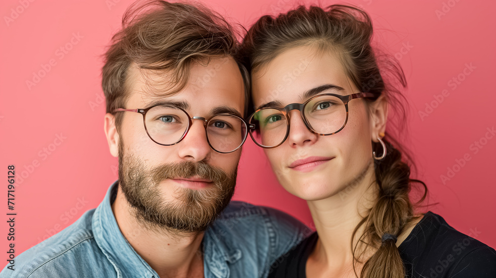 Portrait d'un homme et d'une femme collés l'un contre l'autre, un ...
