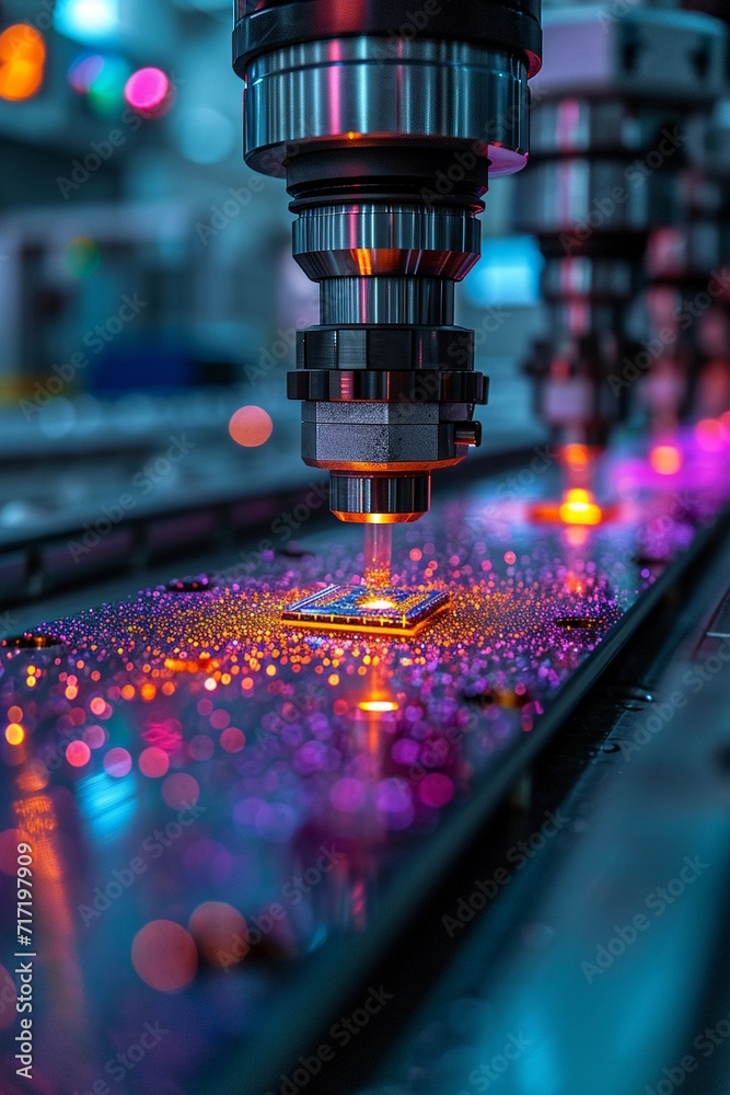 Silicon Die are being Extracted from Semiconductor Wafer and Attached to Substrate by Pick and ...