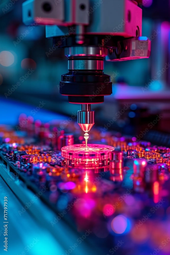 Silicon Die are being Extracted from Semiconductor Wafer and Attached to Substrate by Pick and ...