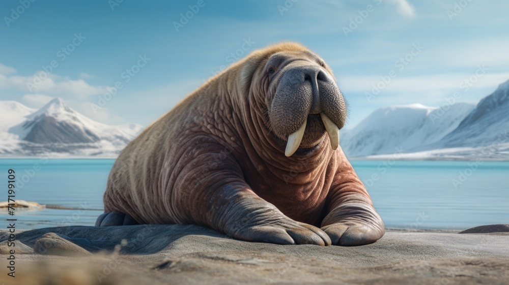 Walrus animal Realistic with nice background Generated AI pictures ...