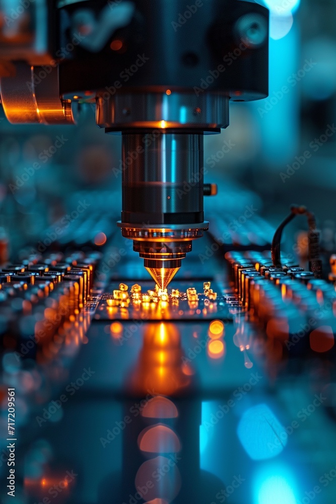 Silicon Die are being Extracted from Semiconductor Wafer and Attached to Substrate by Pick and ...