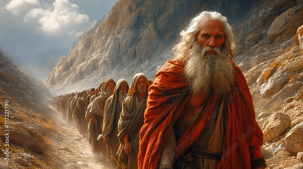 Exodus from Egypt, Moses leads the people of Israel in the desert Stock ...