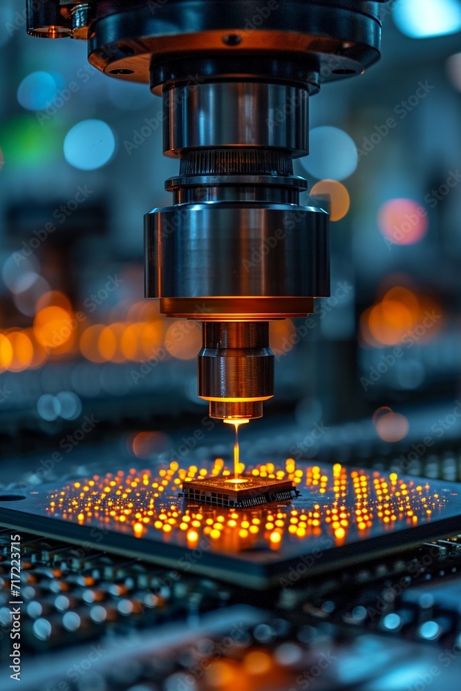 Silicon Die are being Extracted from Semiconductor Wafer and Attached to Substrate by Pick and ...