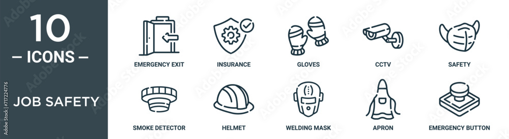 Vecteur Stock job safety outline icon set includes thin line emergency ...