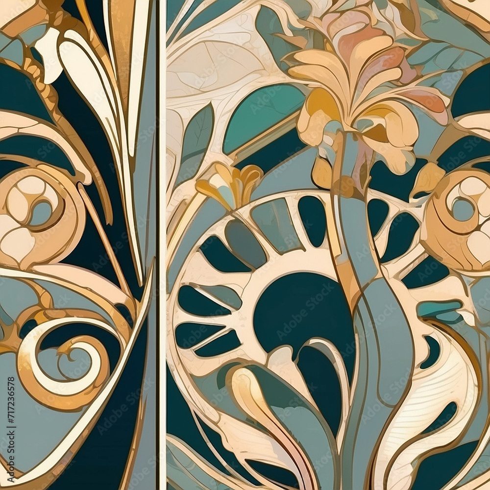 Revive Art Nouveau. Utilize AI to reimagine this ornate style, blending ...